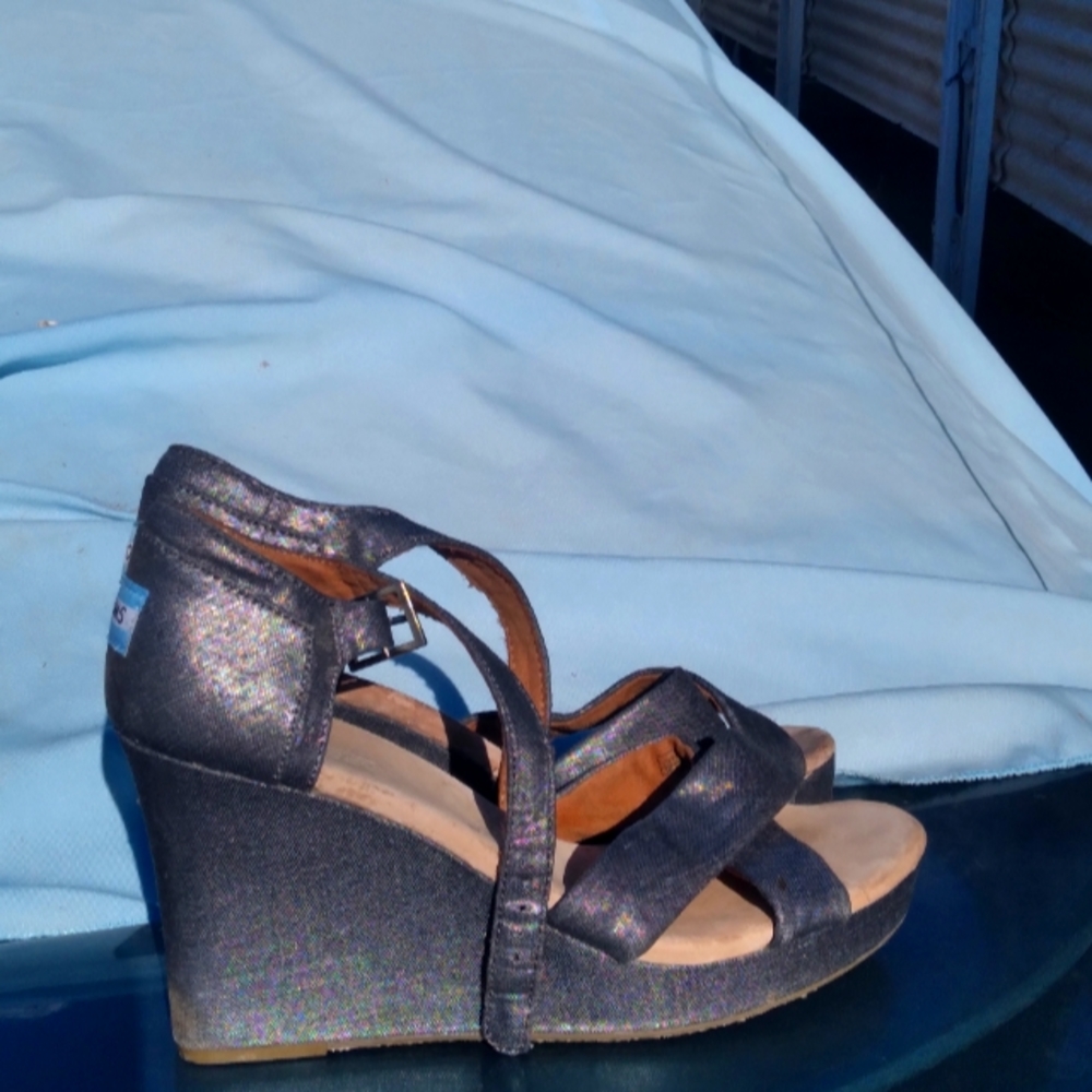 Toms Metallic Silver Michelle Wedges - Gem